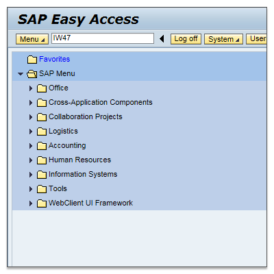 SAP Easy Access Screen